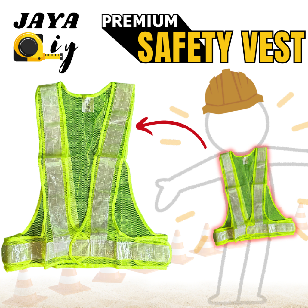 PREMIUM Safety Vest V Sharp Black Netting C/W Fluorescent Green ...