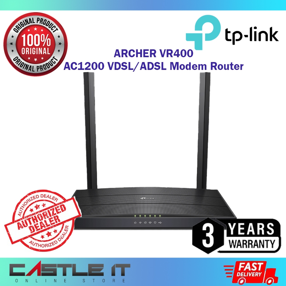 TP-Link Archer VR400 Router AC1200 Dual Band WiFi 5 VDSL ADSL Modem ...