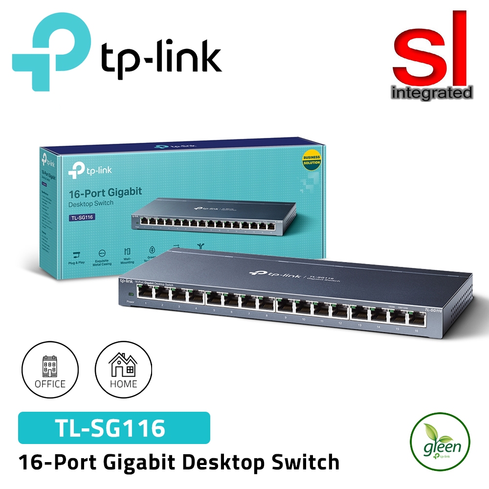 TP-LINK TL-SG116 16-PORT GIGABIT DESKTOP RJ45 PORTS STEEL CASE SWITCH | Shopee Malaysia