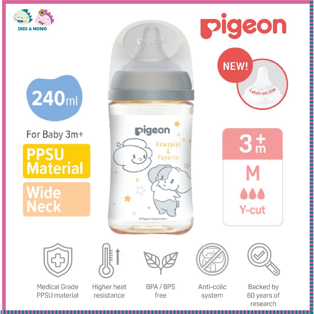 Pigeon SoftTouch PPSU Wide Neck Bottle With Bear Bird Howapipi Botol ...