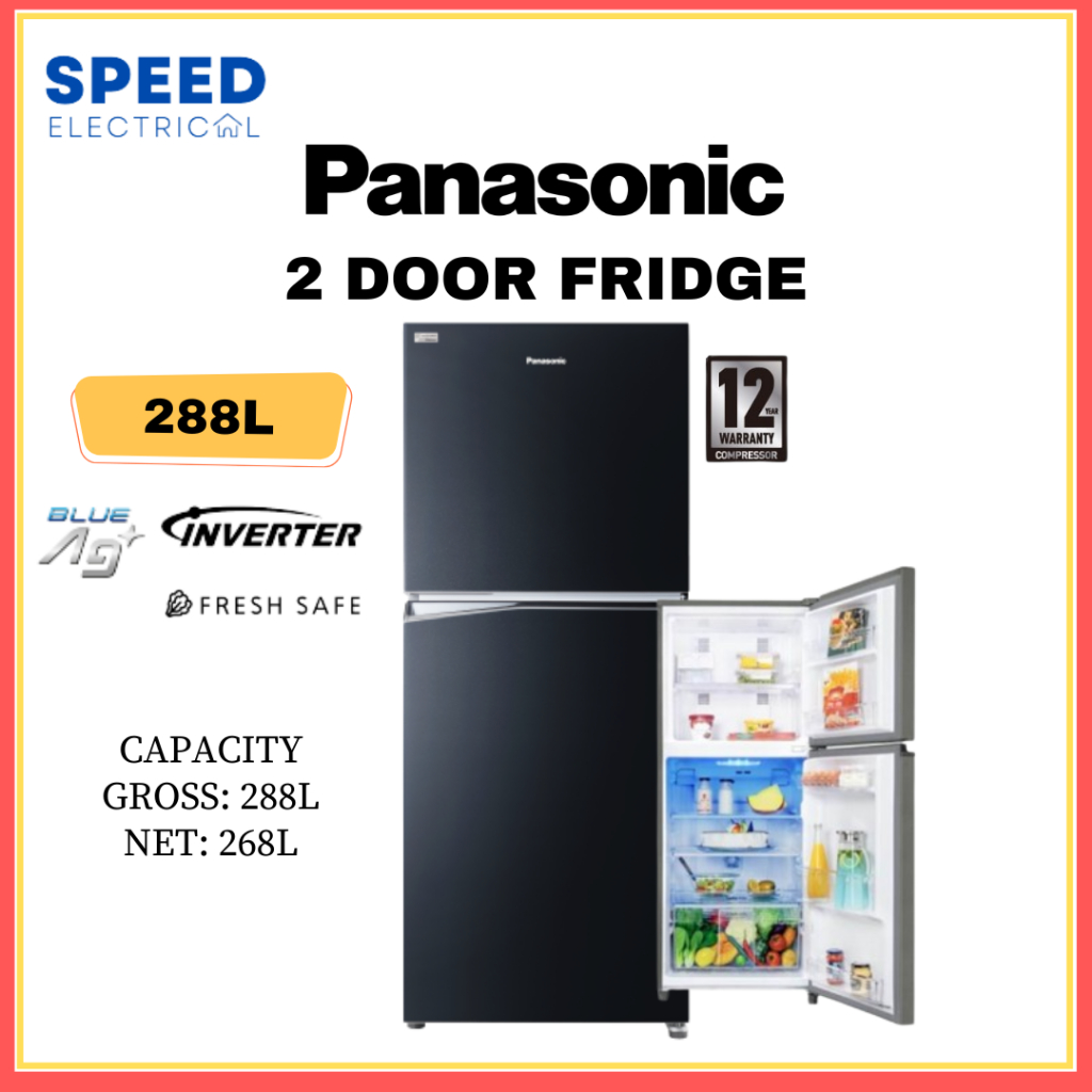 [SABAH ONLY] PANASONIC 2 DOOR FRIDGE 288L INVERTER NR-TV301BPKM ICEBOX ...