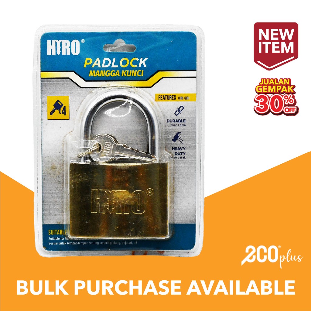 Hiro Brass Padlock 75mm (3cm x 16cm x 23cm) | Shopee Malaysia
