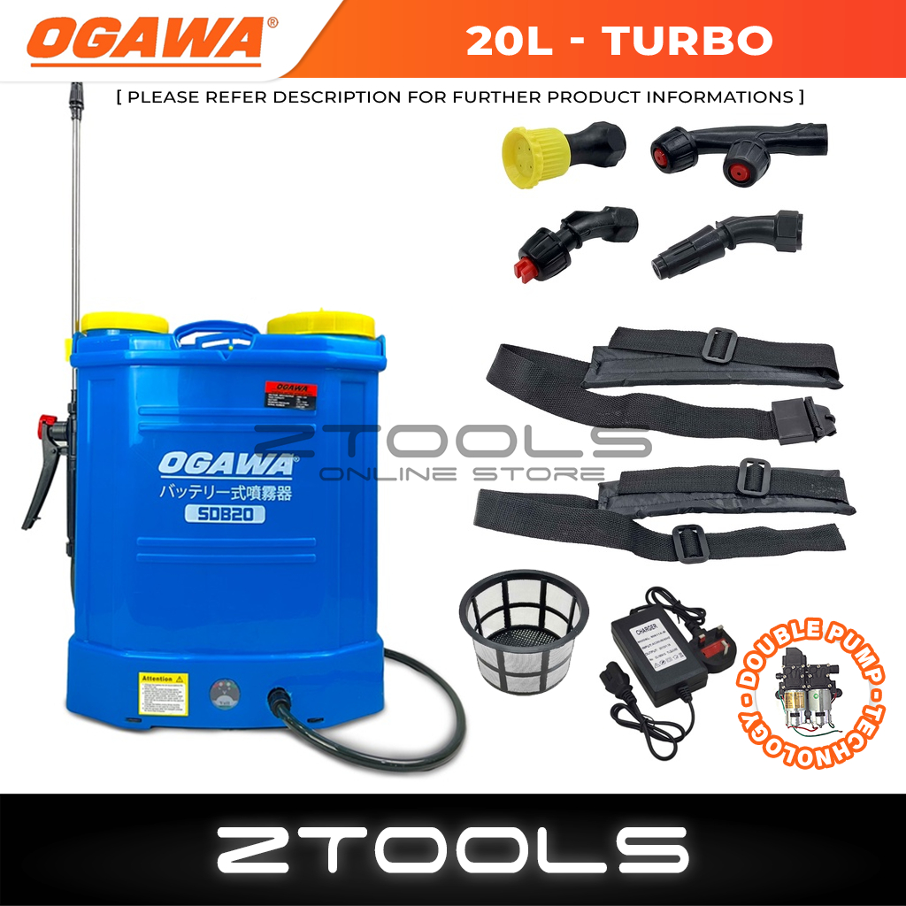(Twin Pump) Ogawa 20L Knapsack Battery Sprayer Pump SDB20 Pam Racun Bateri Turbo Double Pump ...