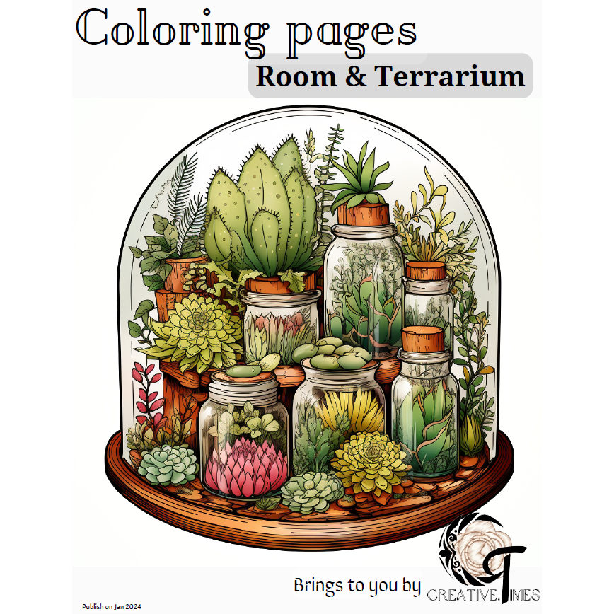Terrarium Room Coloring Stress Relief Relaxing Creative Activity 20 ...