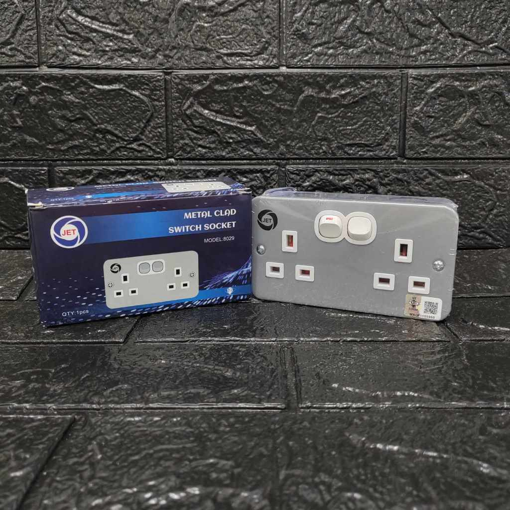 JET 13A Heavy Duty Metal Clad Switch Double Socket Outlet with SIRIM ...