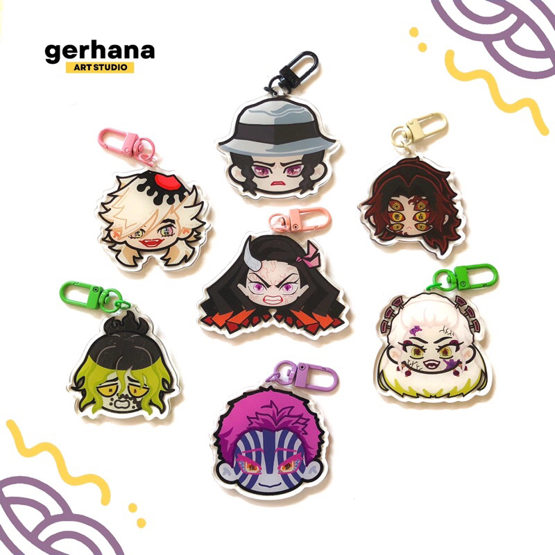 Demon Slayer Demon Chibi Acrylic Keychain | Muzan Kokushibo Douma Akaza ...