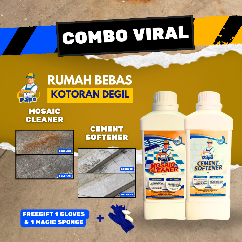 COMBO PENCUCI LANTAI 1LITER {MOSAIC CLEANER & CEMENT SOFTENER} HILANG ...