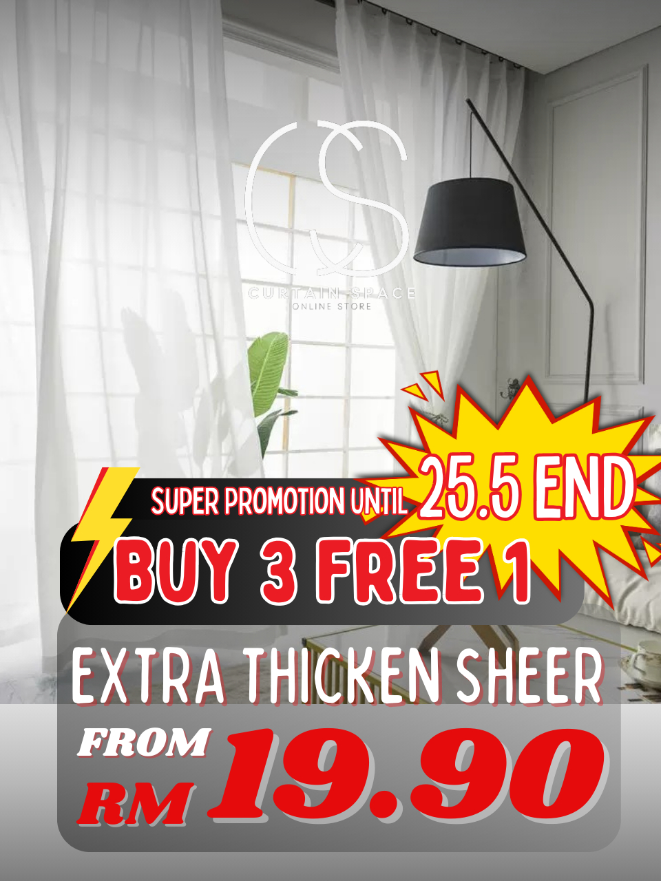 S1 Premium Sheer Extra Thicken Sheer Soft lace / Langsir Putih / Day ...