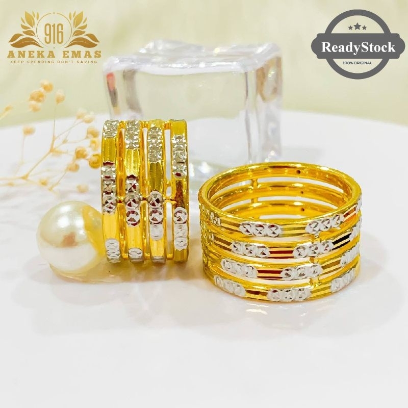 !!KELUARAN STM!! Cincin Belah Rotan Star Chrome 3 Layer | Gold 916 💯 ...