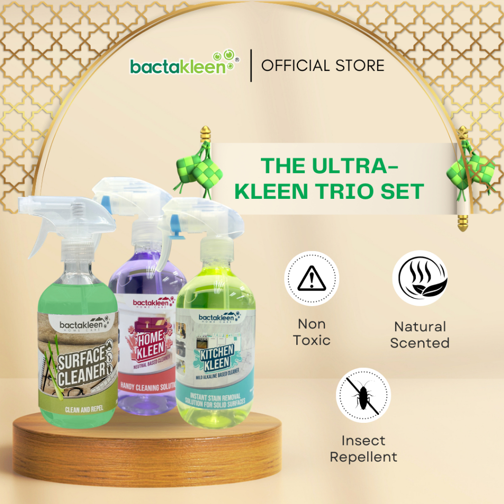 BACTAKLEEN The Ultra-Kleen Trio Set | Surface Cleaner (500ML) + Kitchen ...