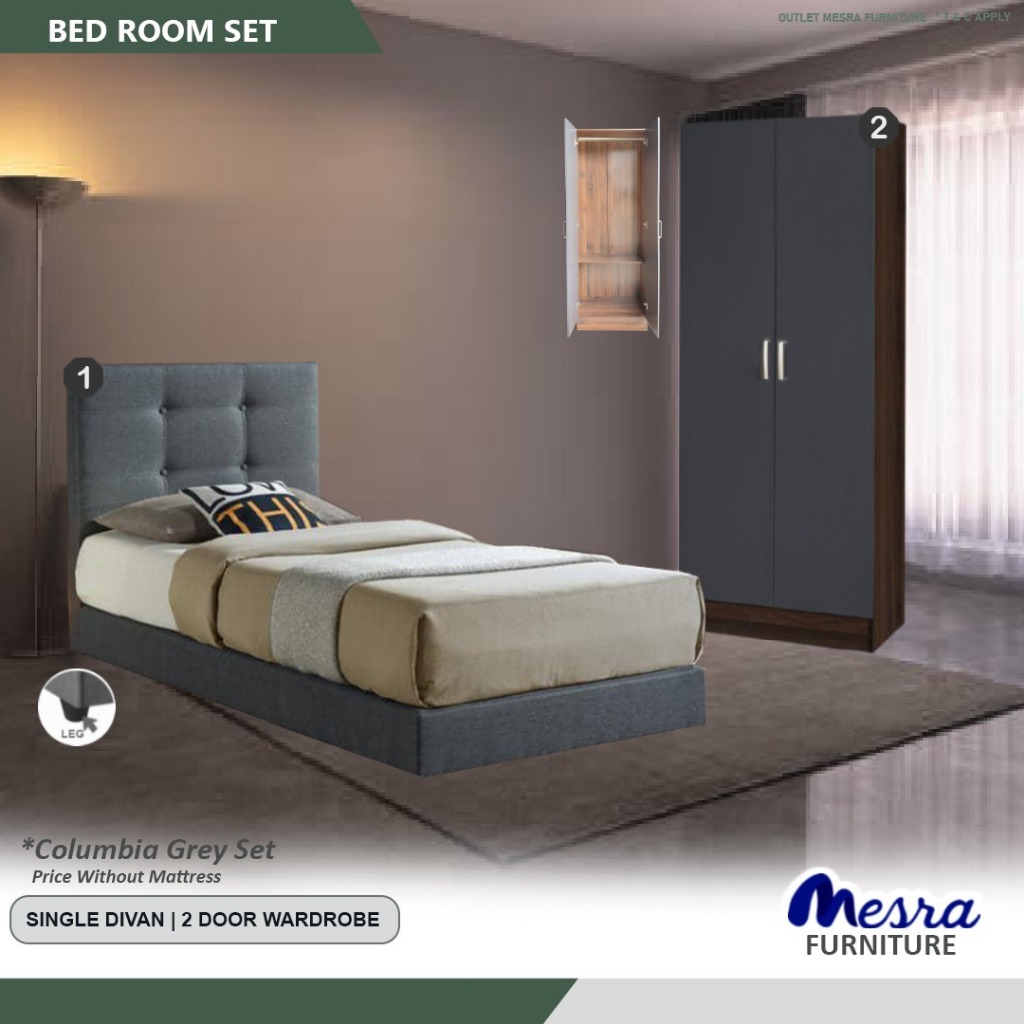 MESRA - 2 Door Wardrobe bedroom set/Almari Baju / Almari Pakaian ...