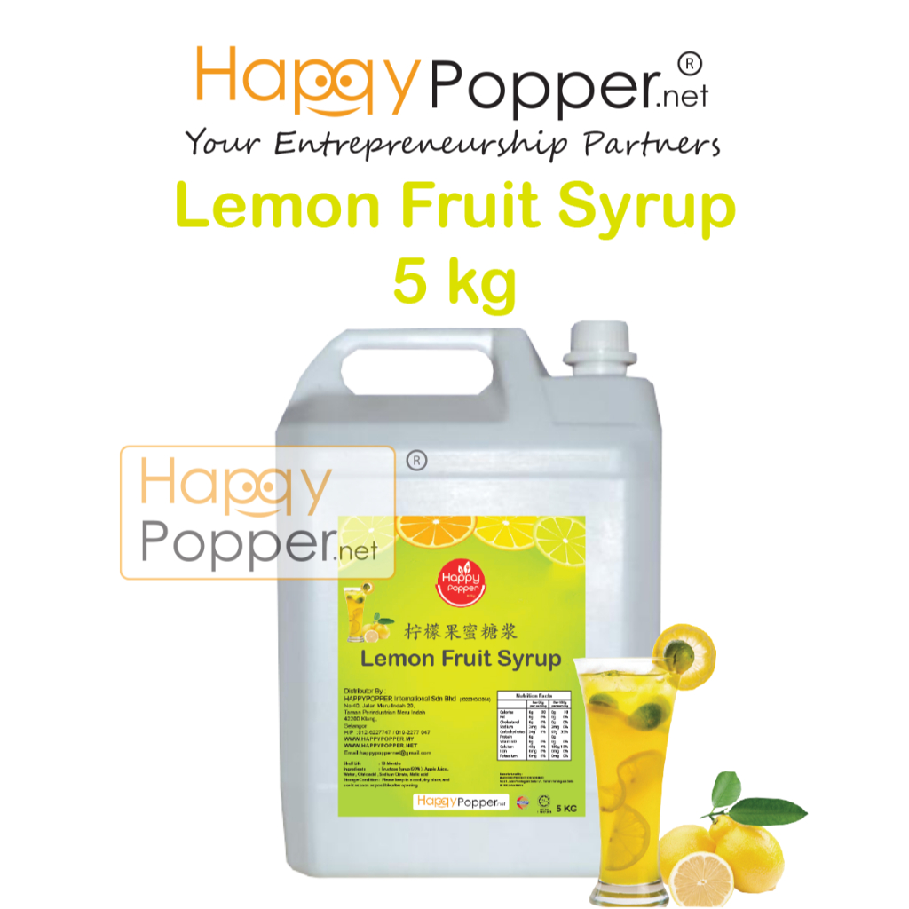 HAPPYPOPPER Lemon Fruit Syrup 5 Kg 5Kg Juice Concentrate Hand Punch Lemon Tea 柠檬果蜜 5公斤装 柠檬水 专用 ...