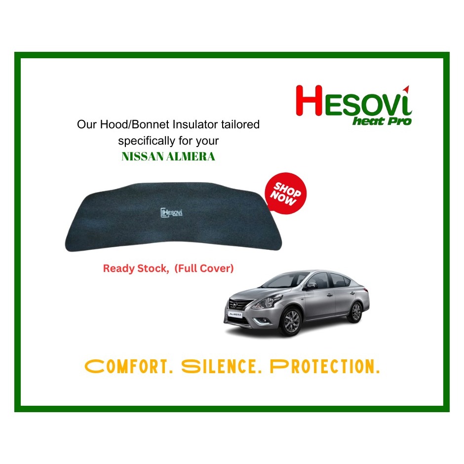 Hesovi Heatpro Car Bonnet / Hood Insulator for NISSAN ALMERA Model ...