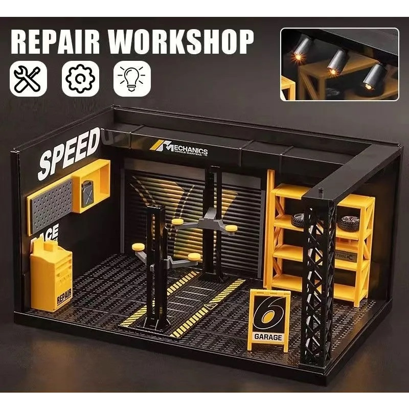 1:24 Scale FUNCTIONAL Simulation Garage with LED Light Collection ...