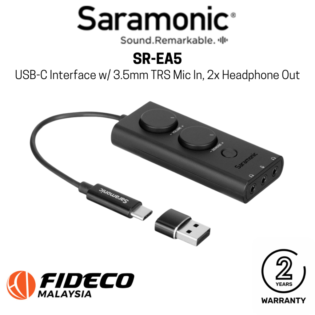 Saramonic SR-EA5 USB-C Interface w/ 3.5mm TRS Mic In, 2x Headphone Out ...