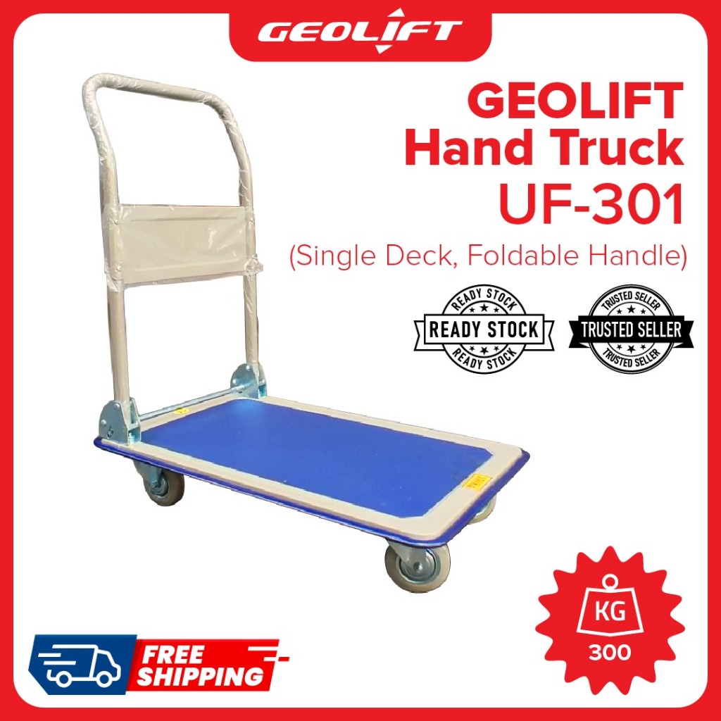 Geolift Metal Hand Trolley (Single Deck, Foldable Handle) 300kg- UF301 ...