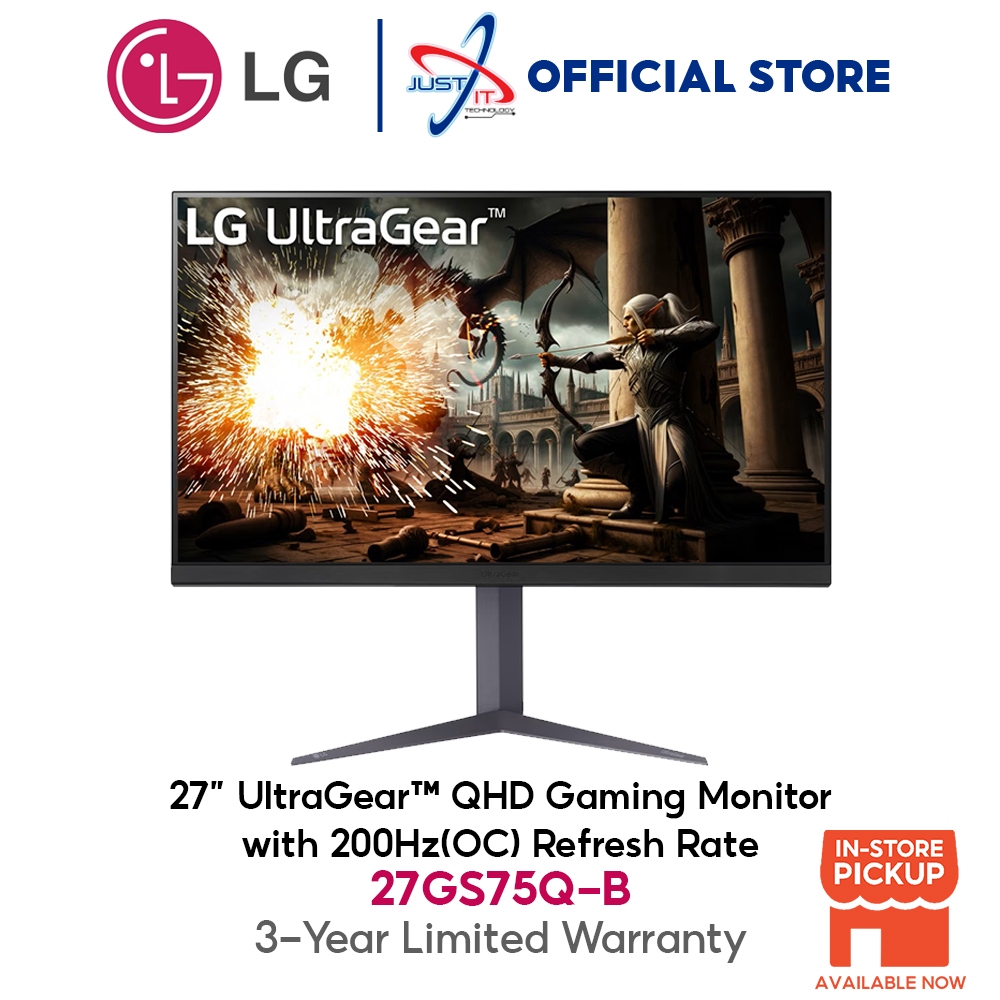 LG 27GS75Q-B GAMING MONITOR ( 27" IPS QHD / 1Ms / 180Hz@OS / G-SYNC ...