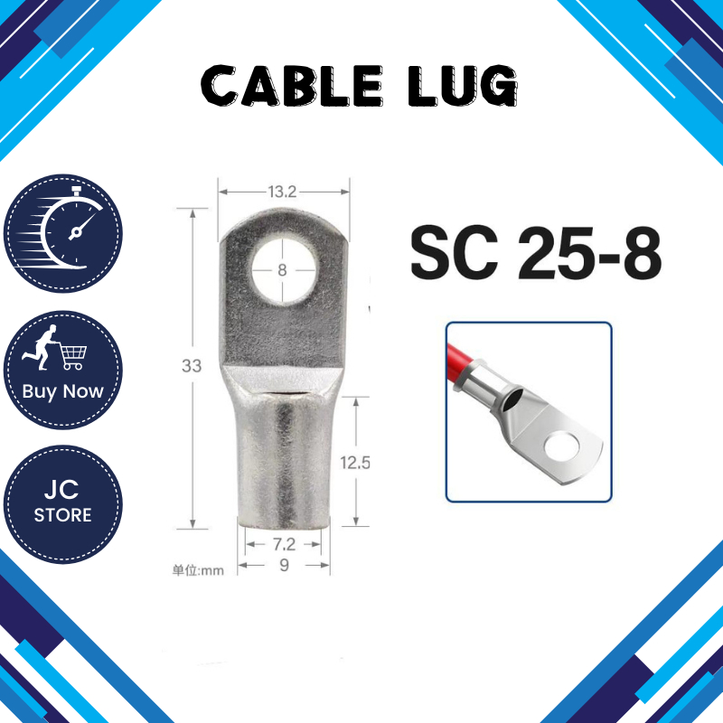 CABLE LUG/SC-25-8/WIRE LUG/KABEL LUG/COPPER LUG/TERMINAL FULL COPPER ...
