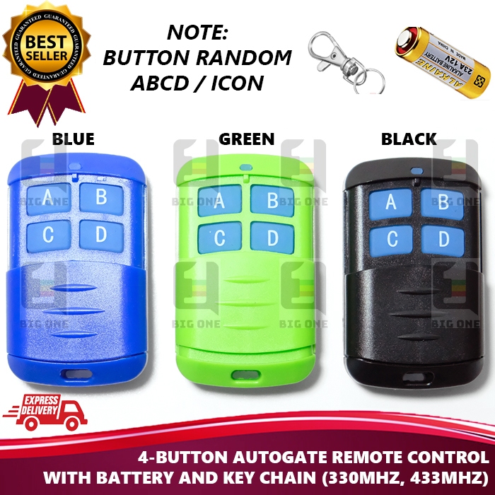 (330 MHZ, 433 MHZ) COLOURFUL 4 BUTTON AUTOGATE REMOTE CONTROL WITH ...