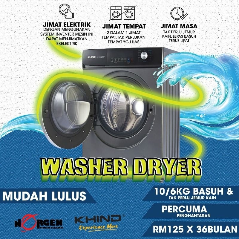 ISTERI BERTAMBAH SAYANG SEBAB ABANG BUAT KEJUTAN SEDIAKAN WASHER DRYER 2 IN 1 KHIND (PENCUCI ...