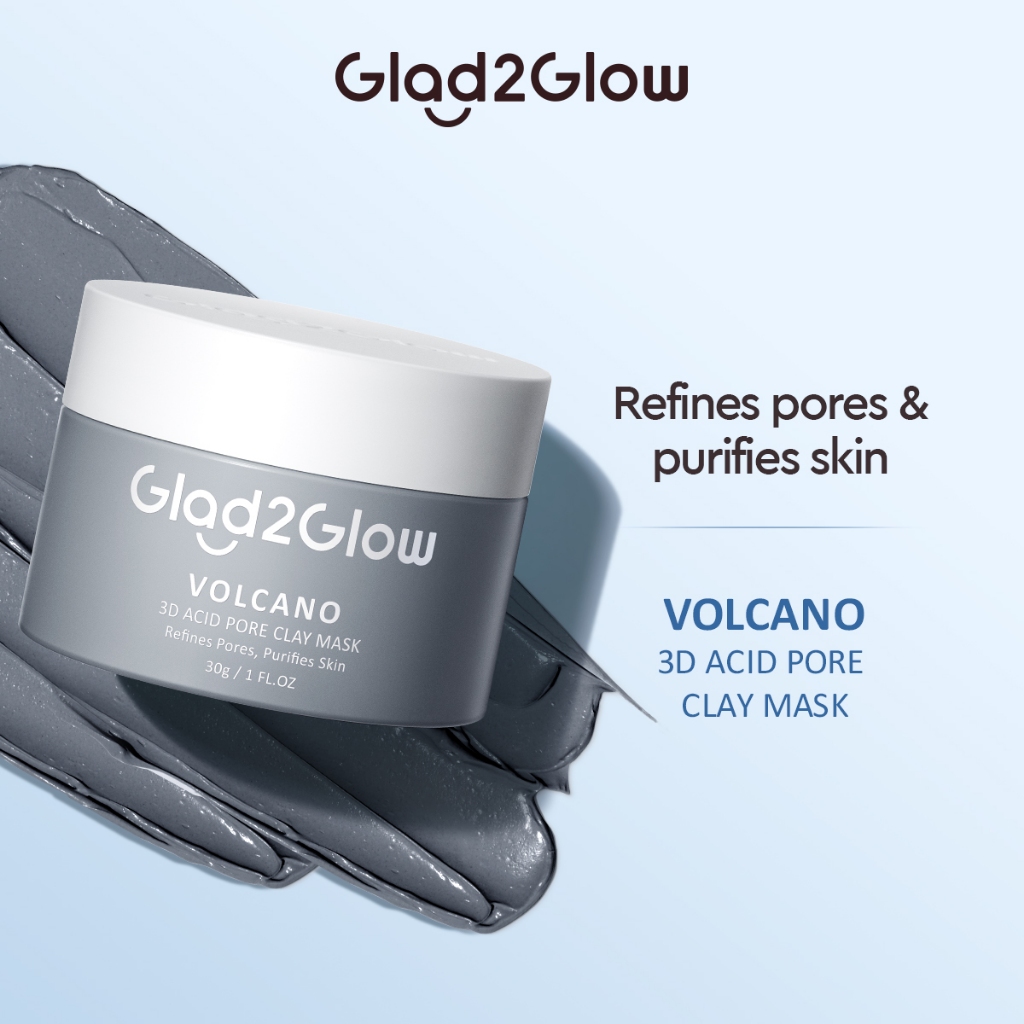 Glad2glow Volcano Clay Mask Masker Komedo Deep Pores Cleansing Mud Mask ...