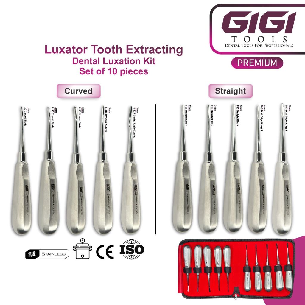 Gigi Tools Luxator Tooth Extracting Elevators Dental Luxation Kit ...