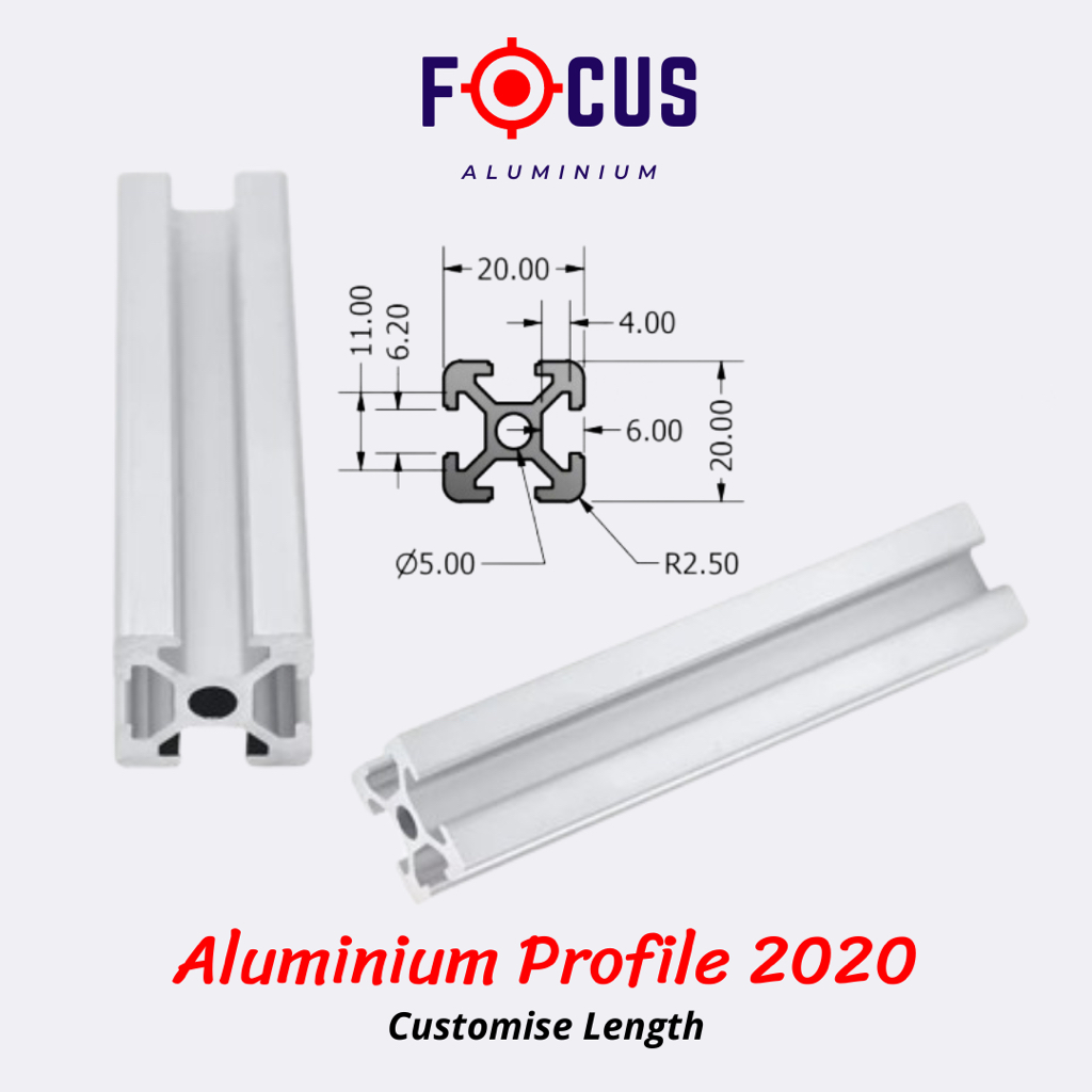 🇲🇾 2020 ALUMINIUM PROFILE 2020 20x20 FOR ROBOTICS [ CUSTOMISE LENGTH ...