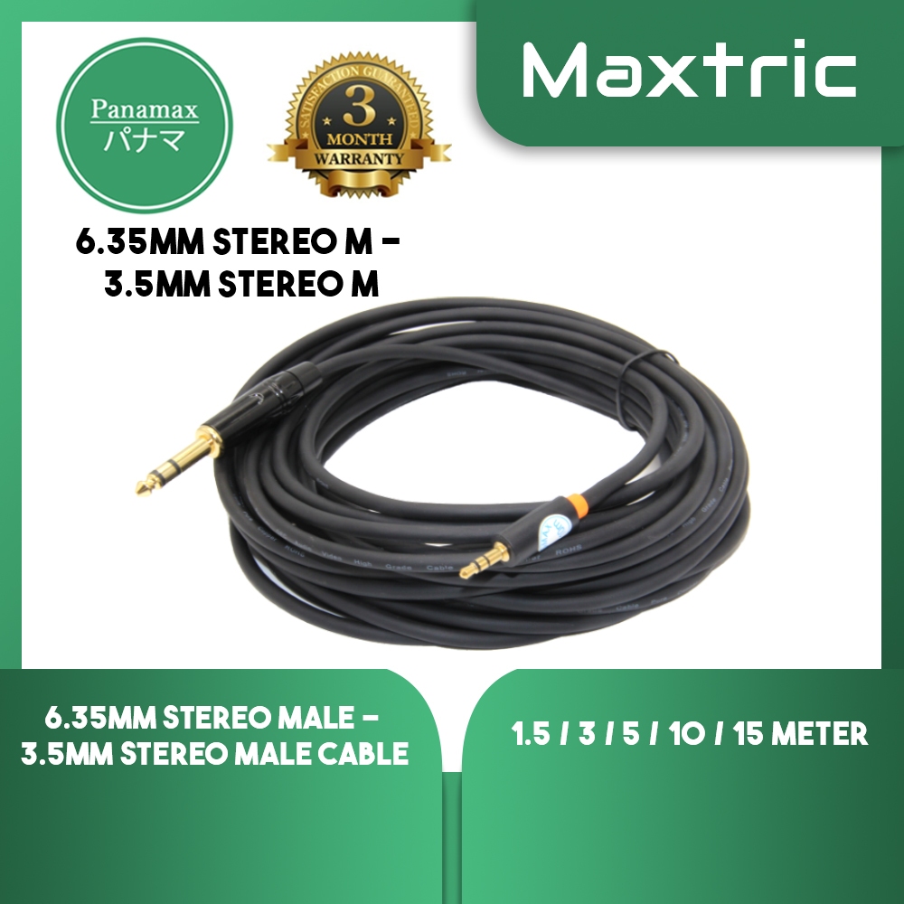 Panamax Premium Quality 1.5 / 3 / 5 / 10 / 15 Meter 6.35mm Stereo Male ...