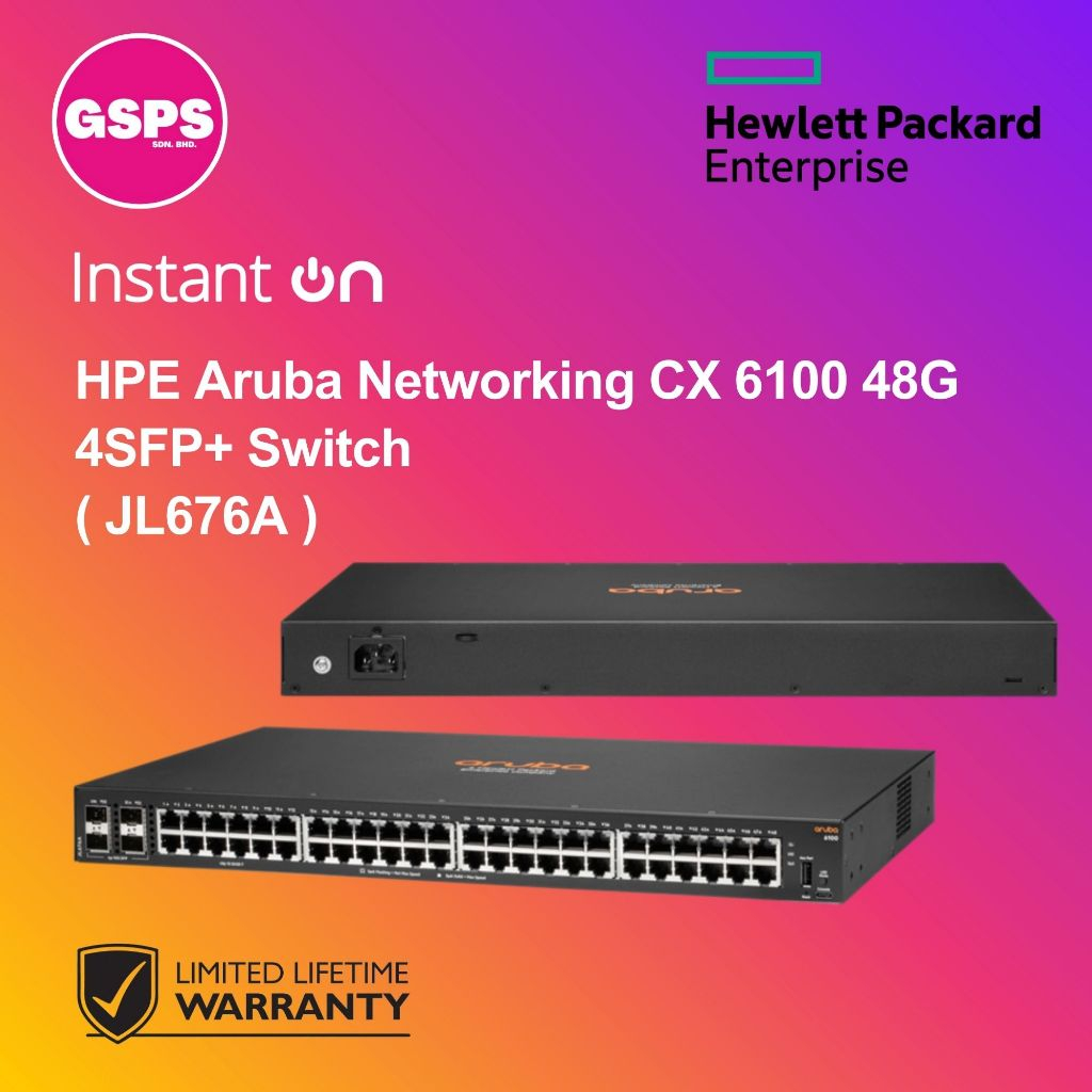 HPE Aruba Networking CX 6100 48G 4SFP+ Switch ( JL676A ) | Shopee Malaysia