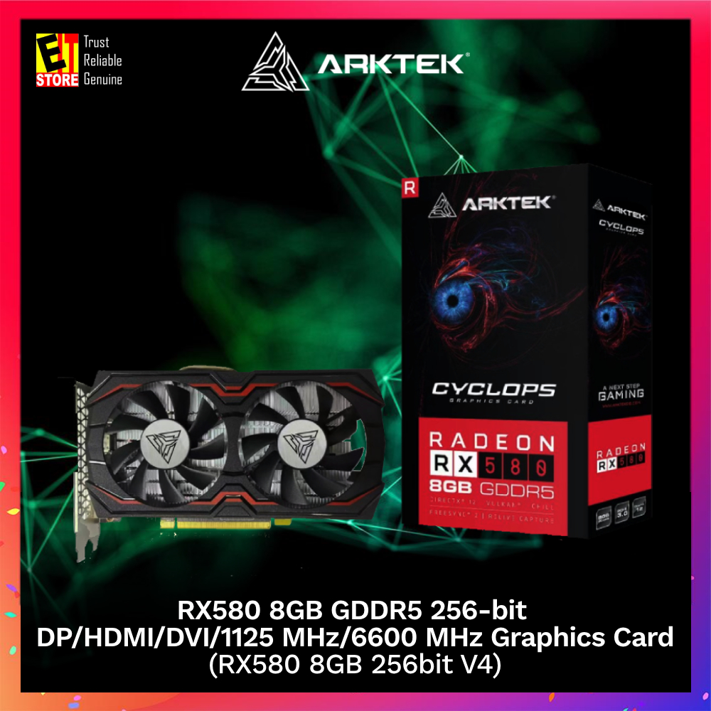 ARKTEK RX580 8GB GDDR5 256-bit DP/HDMI/DVI/1125 MHz/6600 MHz (RX580 8GB ...