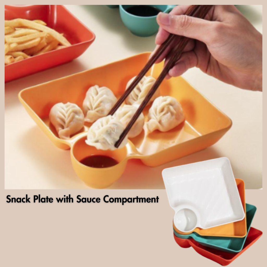 BSU Plastic Snack Plate with Sauce Compartment Serving Tray For Party ...