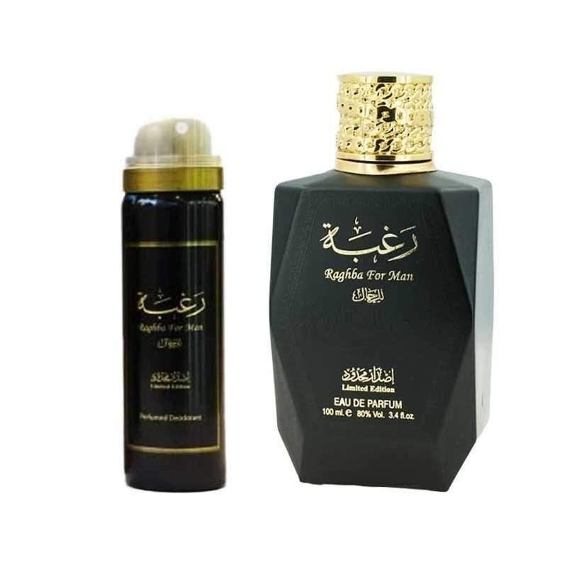 Raghba For Man 100ml Edp perfume +free body spray by lattafa | Shopee ...