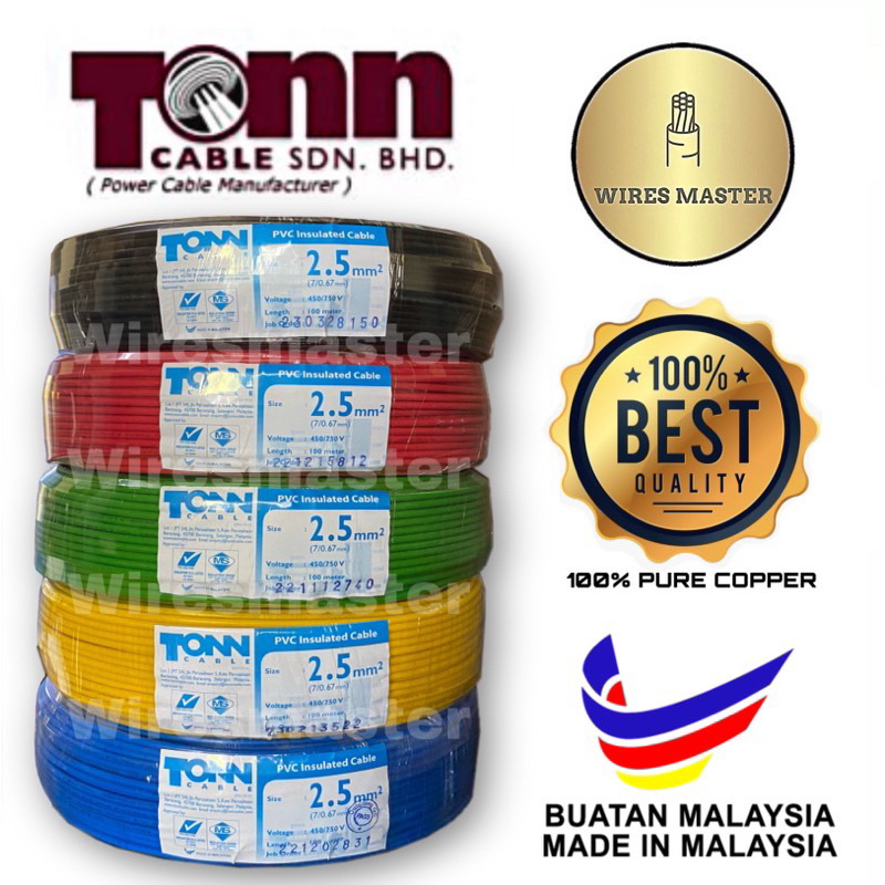 TONN CABLE 2.5MM CUT BY METER (PVC Insulated Cables with SIRIM APPROVED) | Shopee Malaysia