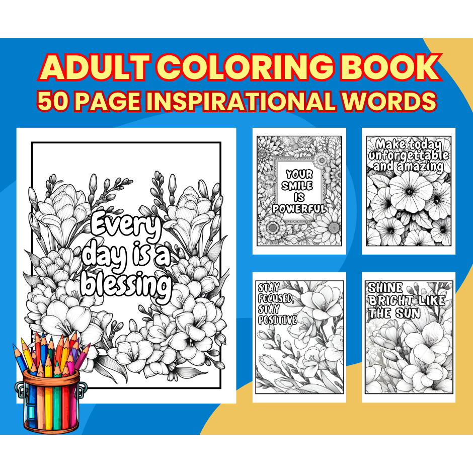 [PDF] 50 PAGES COLOURING INSPIRATIONAL WORDS - Coloring Book For Adult ...