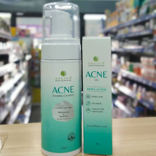 Salico Acne Foaming Cleanser (150 ml) / Gel (30 g) sabun jerawat ...