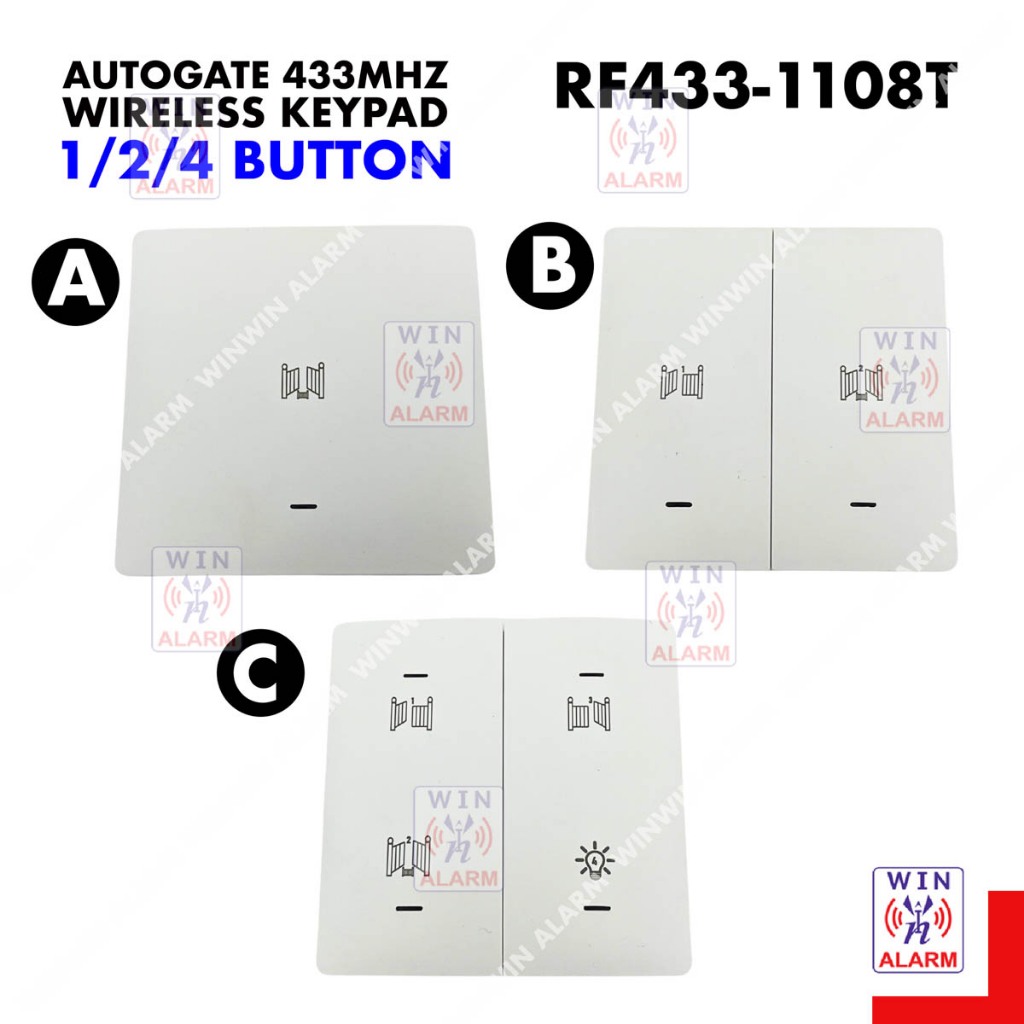 Autogate wireless push button switch 433mhz 1/2/4 push button RF433 ...