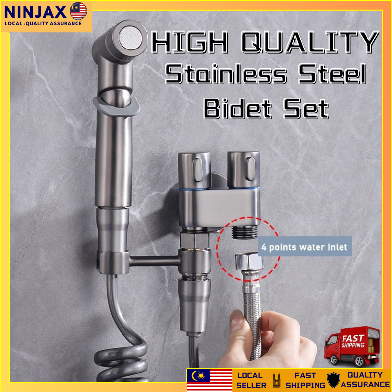【24HR SHIP】Stainless Steel Bidet Set Faucet Spray High-Pressure Double ...