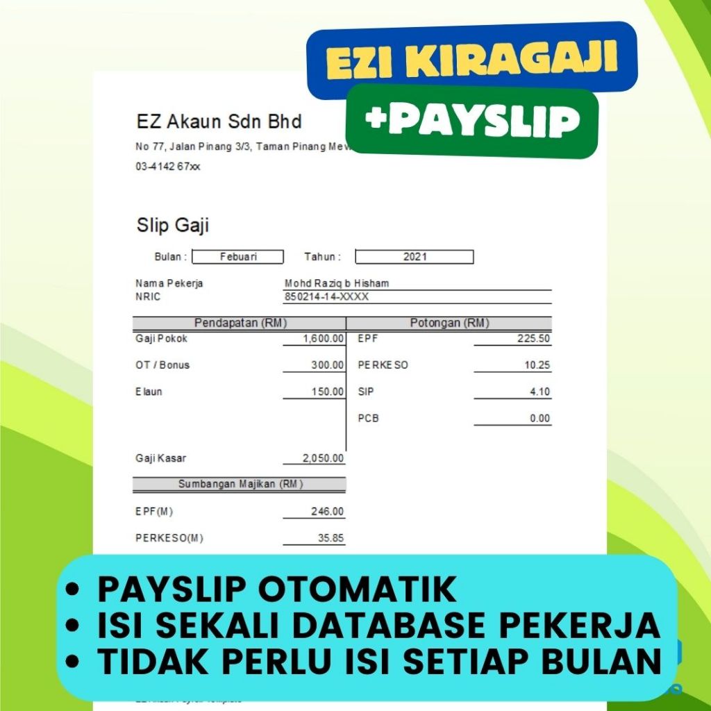 EZi PAYROLL SYSTEM, PENGURUSAN GAJI, KIRAAN KWSP SOCSO ZAKAT OTOMATIK, PAYSLIP & EA FORM ...