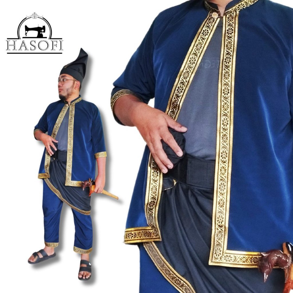BAJU LAYANG/SILAT DEWASA SET LENGKAP BUSANA MELAYU BLUE BLACK | Shopee ...
