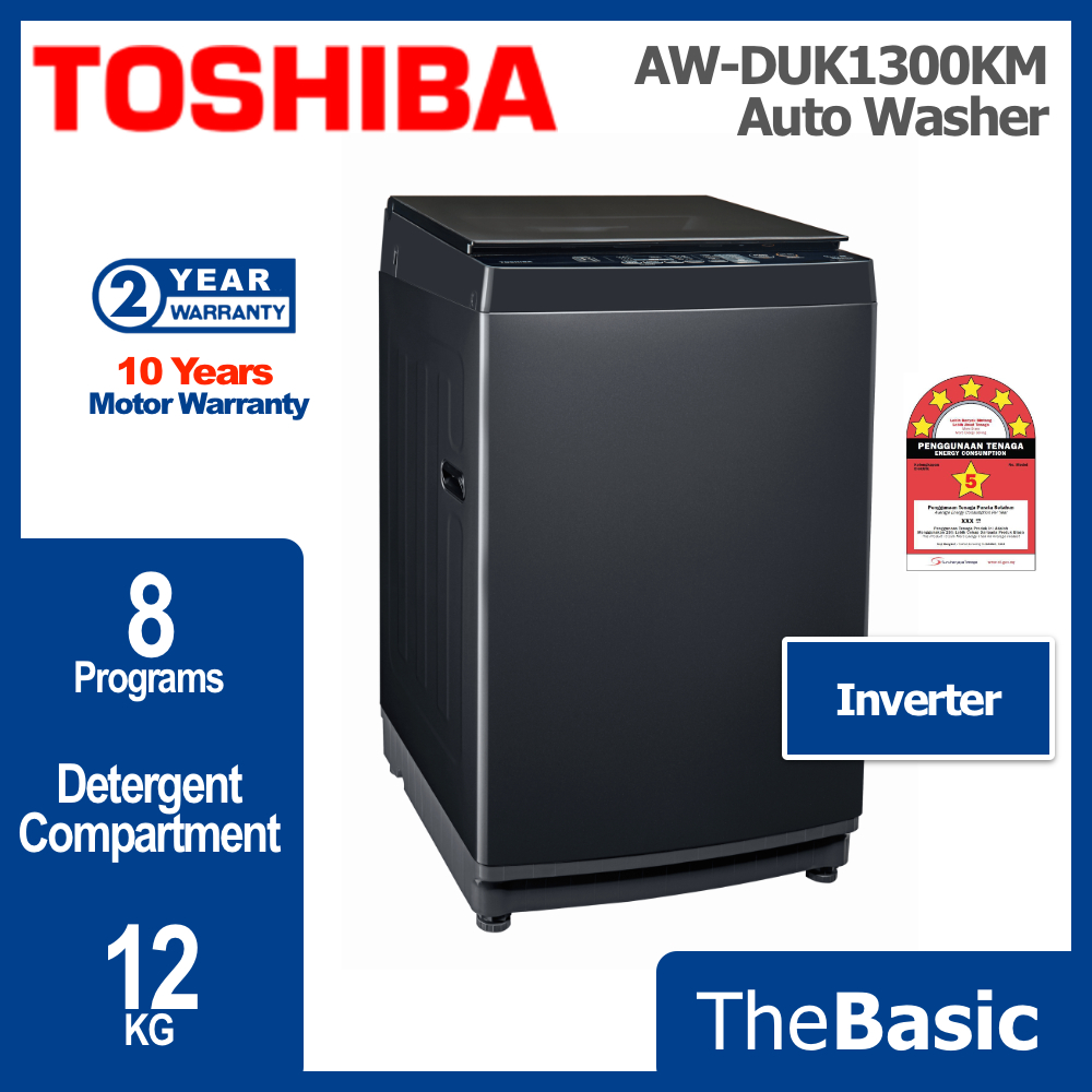 TOSHIBA 12KG Top Loading Inverter Washer Washing Machine ( AW-DUK1300KM ...