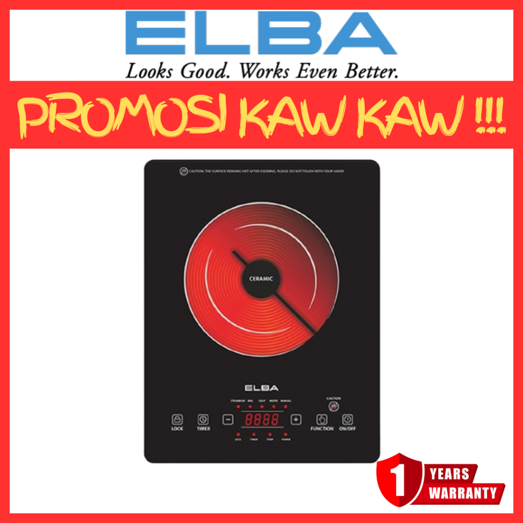 ELBA TABLE TOP CERAMIC COOKER ECC-J2015(BK) 2000W, INFRARED VARIOUS COOKWARES COMPATIBLE, DAPUR ...