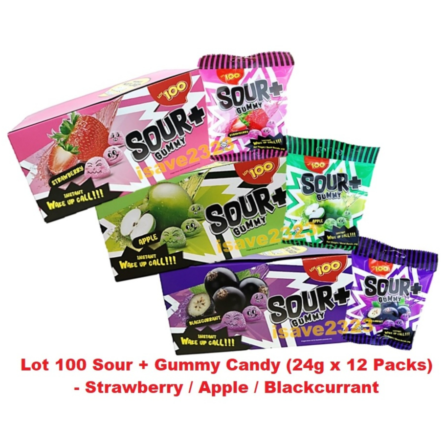 [HALAL] LOT100 Sour+ Gummy Candy (24g x 12pcs) - Blackcurrant ...