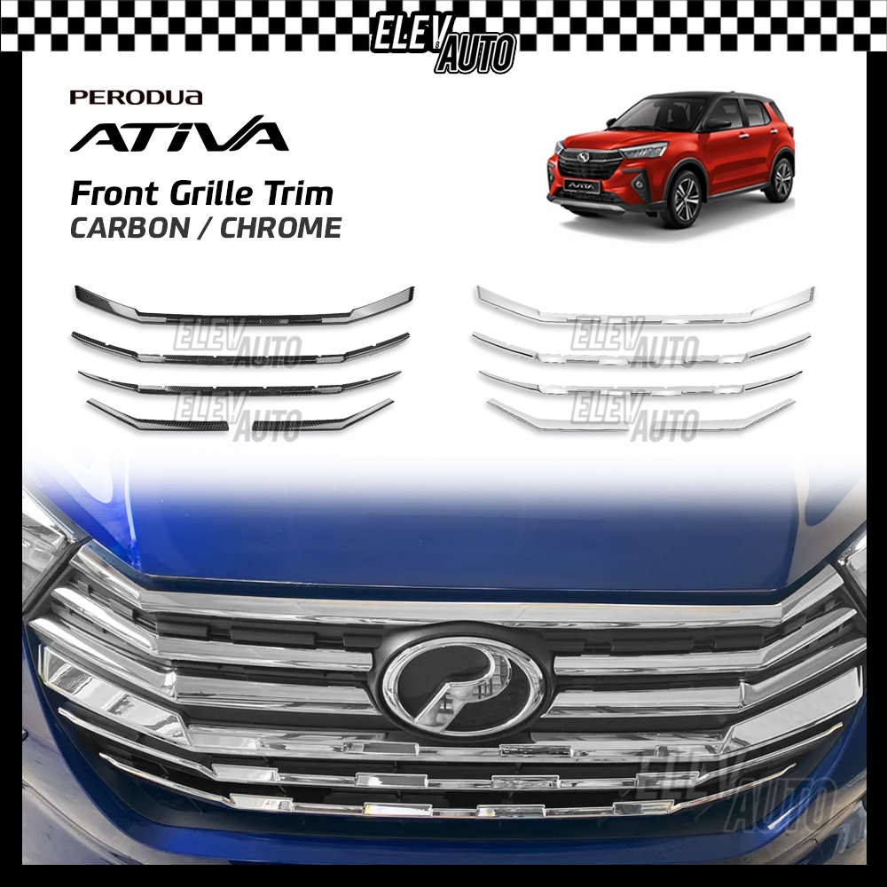 Perodua Ativa CARBON CHROME Front Grille Trim Lining Trim Cover Bodykit ...
