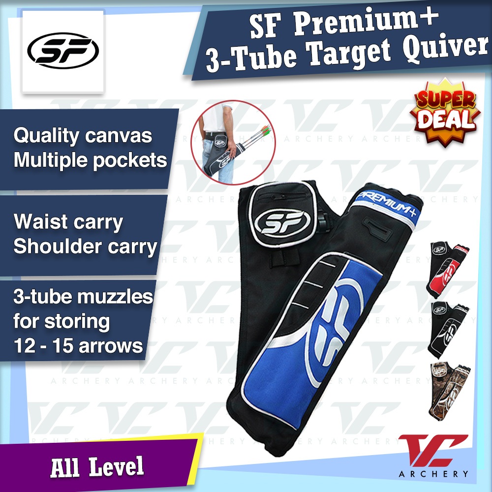 V Club Archery SF Premium+ 3-Tube Target Quiver - Multiple Pockets ...