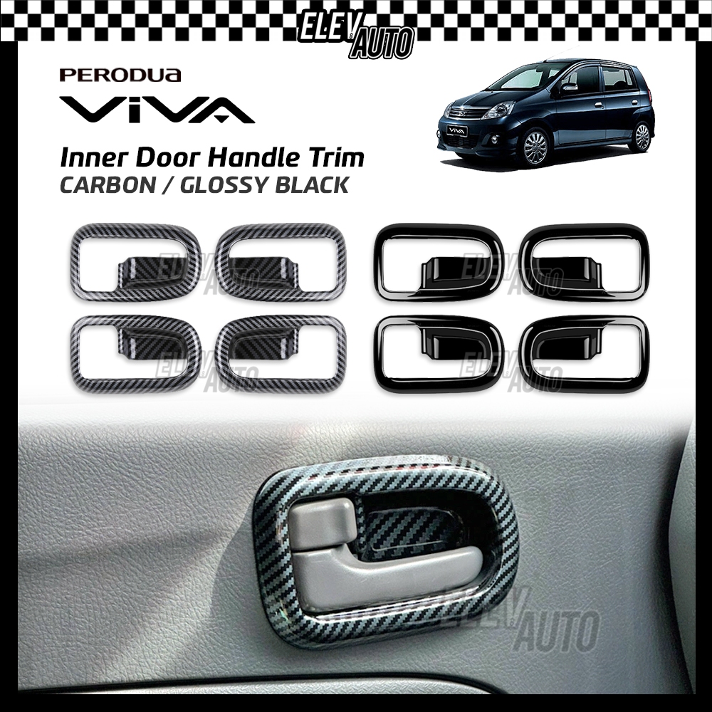 Perodua Viva Inner Door Handle Trim Carbon Fiber Black Interior Accessories | Shopee Malaysia