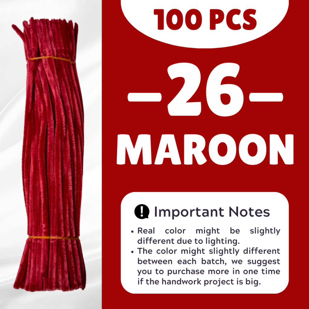 MY Ready Stock 100Pcs Colorful Chenille Stems Pipe Cleaners Assorted ...