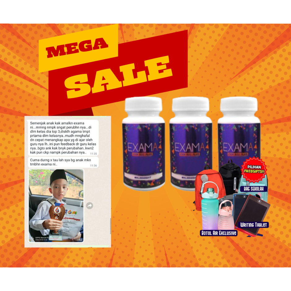 🔥 MEGA SALES 🔥(100% ORIGINAL HQ) EXAMA VITAMIN MINDA CERGAS | Shopee Malaysia
