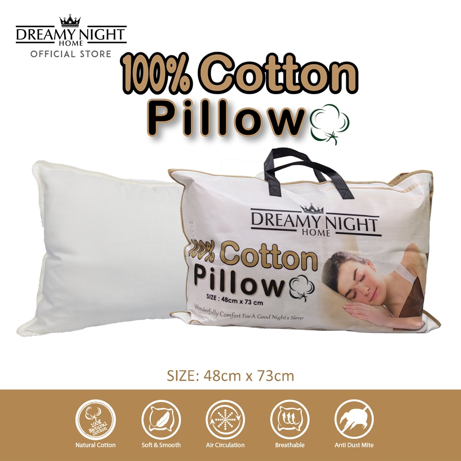 Dreamynight Home Natural Pure Cotton Pillow Bantal Kekabu Asli (48cm x ...