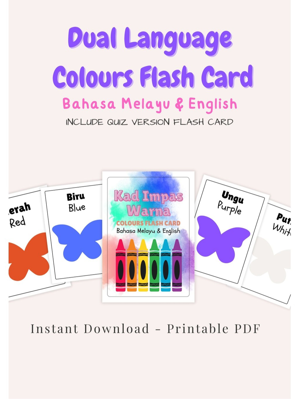 PDF Colours Bilingual BM and ENG Flash Card for Preschool Kad Imbas ...