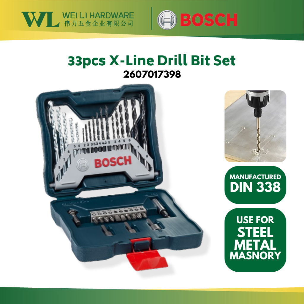 Bosch 33pcs X Line Drill Bit Set 2607017398 Mata Drill Besi Kayu Mata
